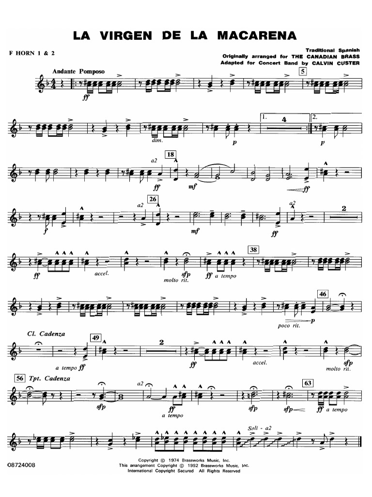 La Virgen de La Macarena 21 F Horn 1-2 | PDF