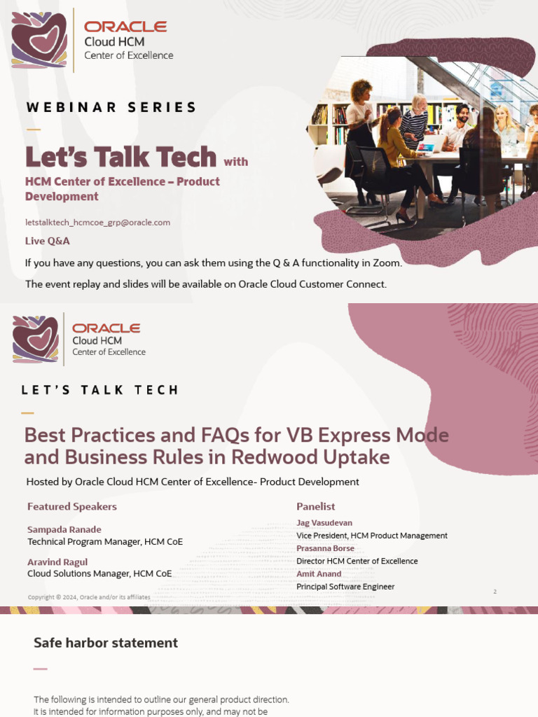 HCM - Let's Talk Tech Best Practices and FAQs For VB Express Mode and Business Rules in Redwood ...