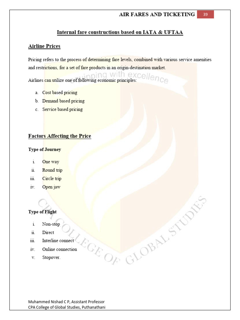 Airfare calculation 1 | PDF | Fare | Airlines