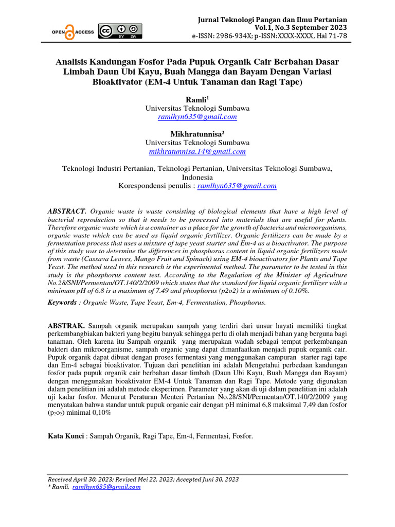 71 78+Analisis+Kandungan+Fosfor+Pada+Pupuk+Organik+Cair+Berbahan+Dasar ...