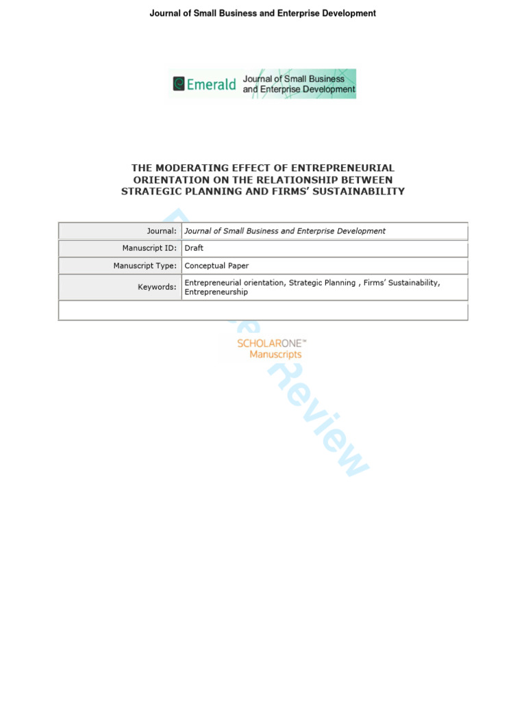 Manuscript Real For Emerald | PDF | Entrepreneurship | Strategic Planning