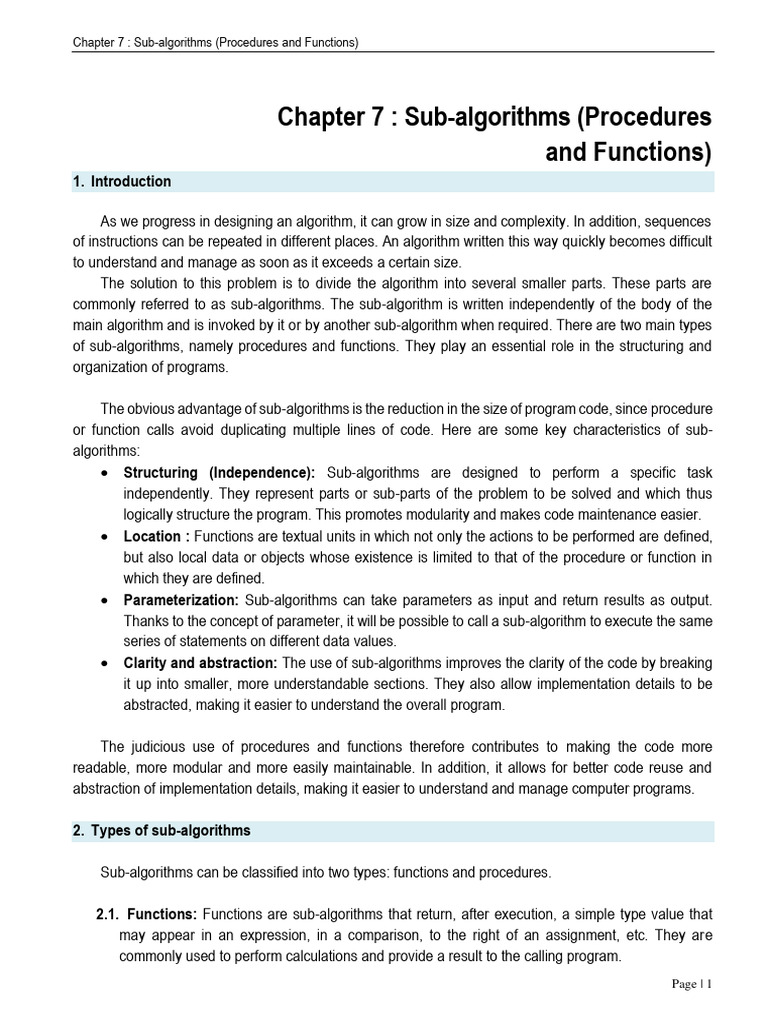 Chapter 7 Functions Procedures (Part 1) | PDF | Parameter (Computer ... Chapter 7 Functions Procedures (Part 1) | PDF | Parameter (Computer ...