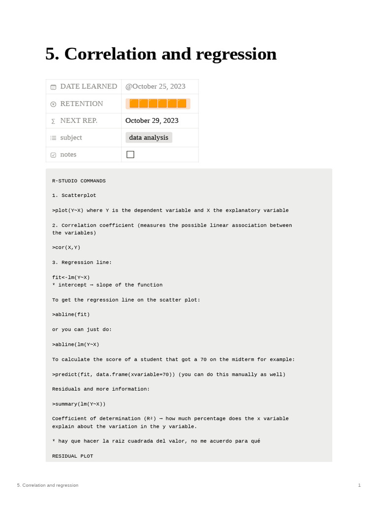 Correlation and Regression | PDF | Errors And Residuals | Regression Analysis