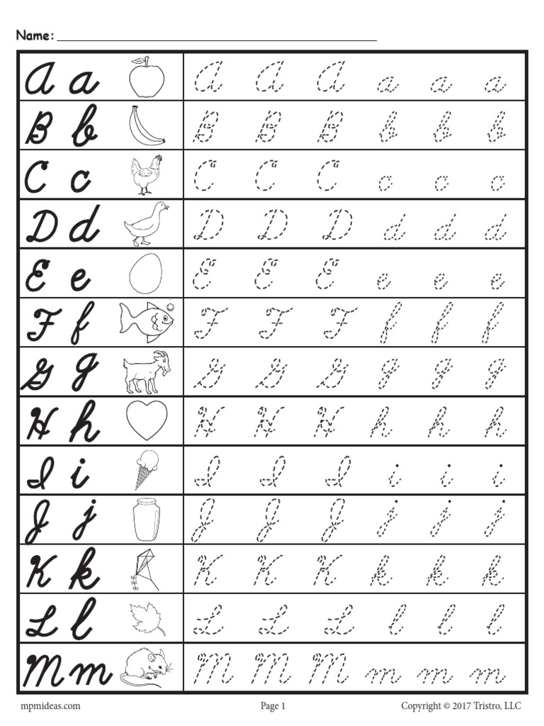 Cursive UpperLower Case Tracing Worksheet-Tiered | PDF