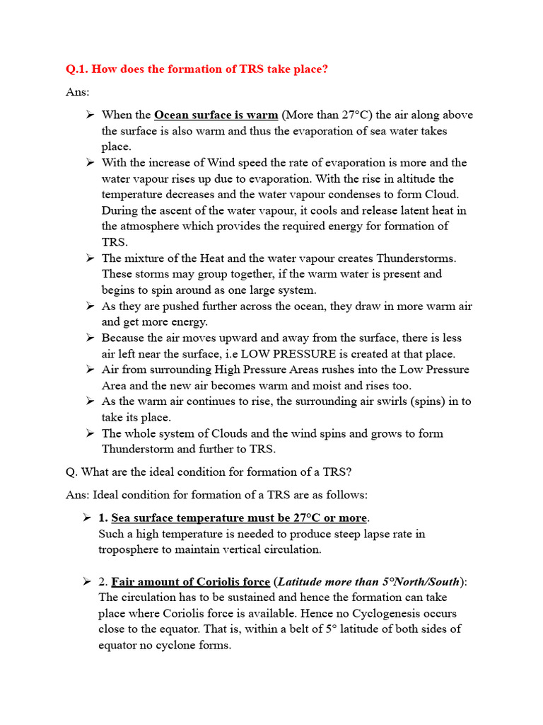 Notes On TRS | PDF | Cyclone | Atmosphere Of Earth