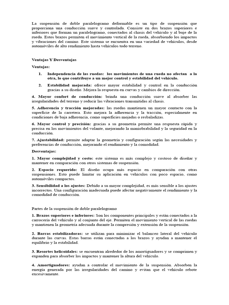 La Suspensión de Doble Paralelogramo Deformable Charla | PDF ...
