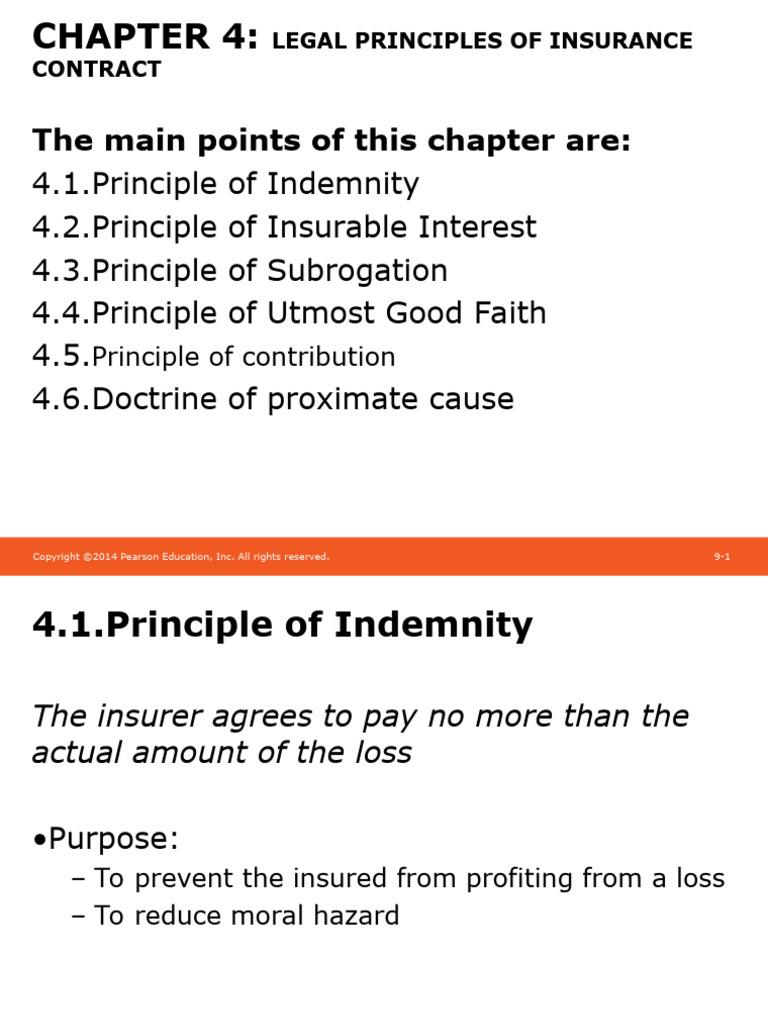 Chapter 4 Principles of Insurance Contract | PDF | Insurance | Indemnity