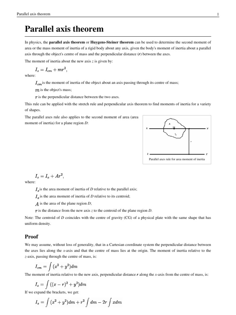 Parallel Axis Theorem | PDF | Classical Mechanics | Physics