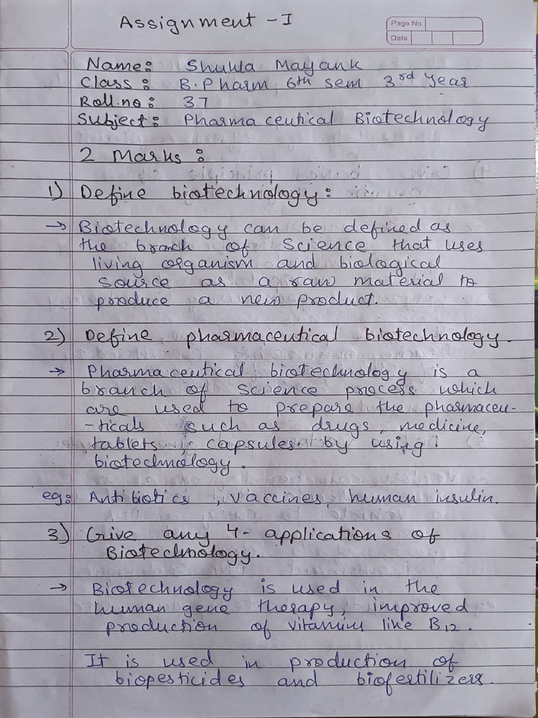 PB Assignment. 1 | PDF | Biochemistry | Chemistry