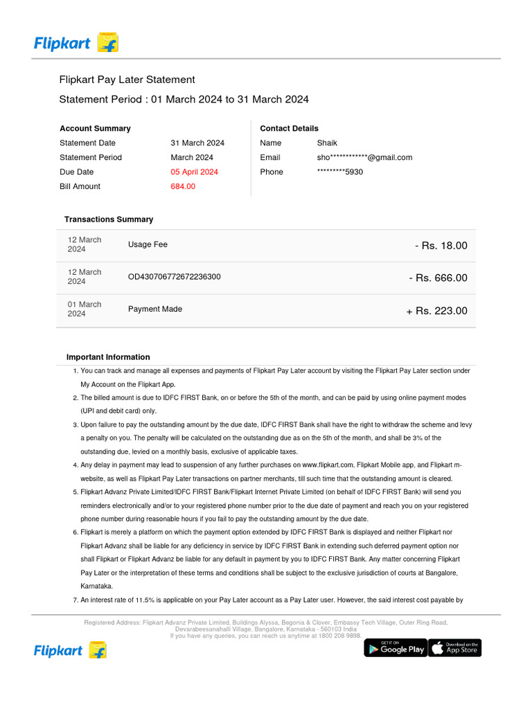 Pay Later Statement | PDF | Payments | Banks