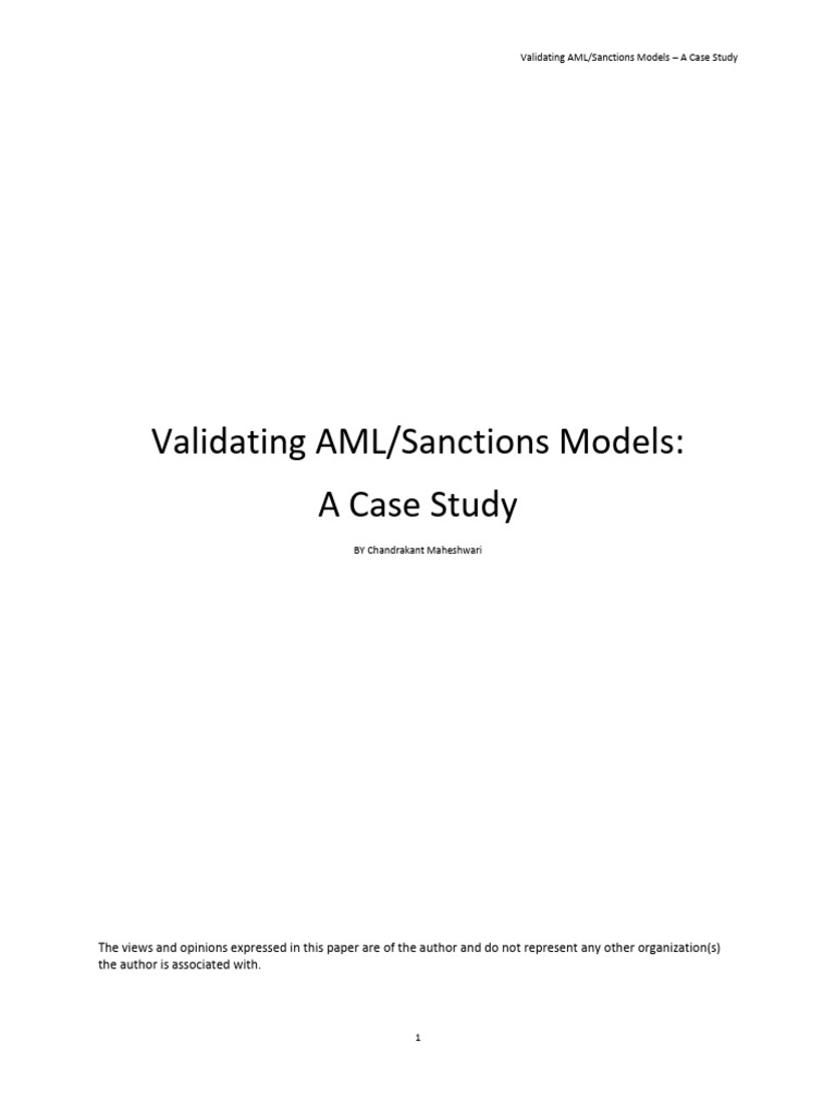 Validating AML/Sanctions Models - A Case Study | PDF | Banks | Regulatory Compliance