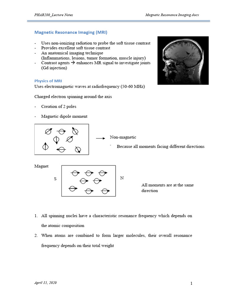 Magnetic Resonance Imaging | PDF | Nuclear Magnetic Resonance ...