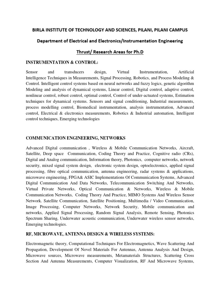 Thrust Research Areas For PHD Modified | PDF | Integrated Circuit | Mixed Signal Integrated Circuit
