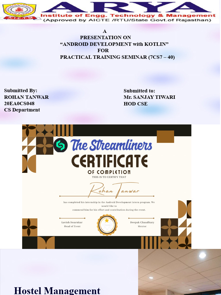 Hostel Management System Using Kotlin | PDF | Java (Programming Language) | Android (Operating ...