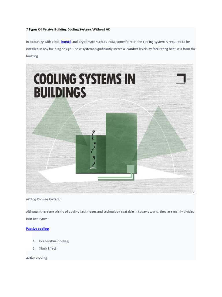 7 Types of Passive Building Cooling Systems Without AC | PDF | Air ...
