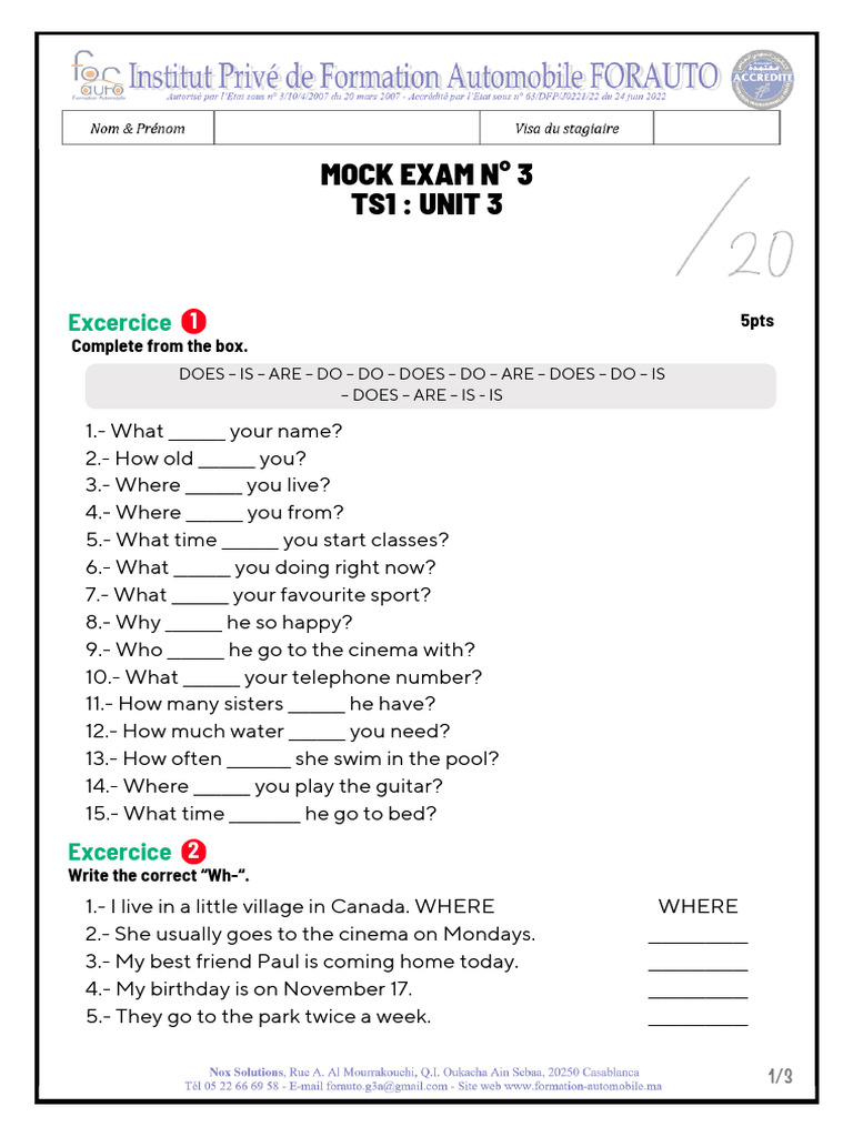 Mock Exam N°3 ANGLAIS TS1 | PDF | Language Arts & Discipline