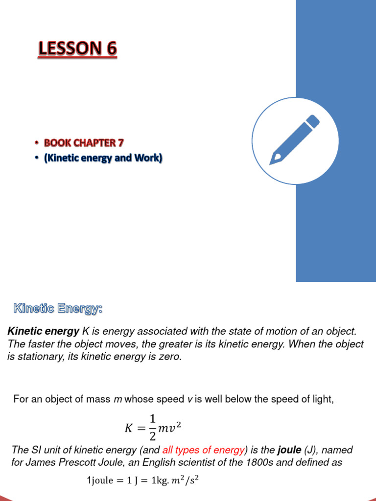 Physics 1 - LESSON 6 (Mid - Summer 24) | PDF | Kinetic Energy | Force