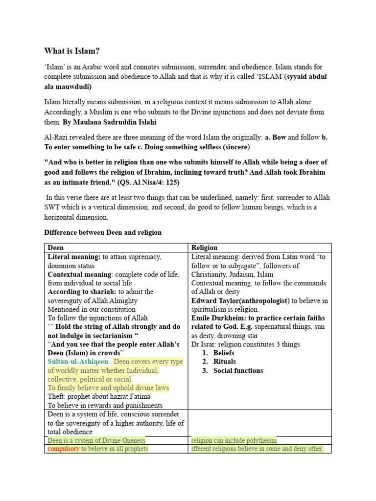 what is islam. notes | PDF | Allah | Divinity