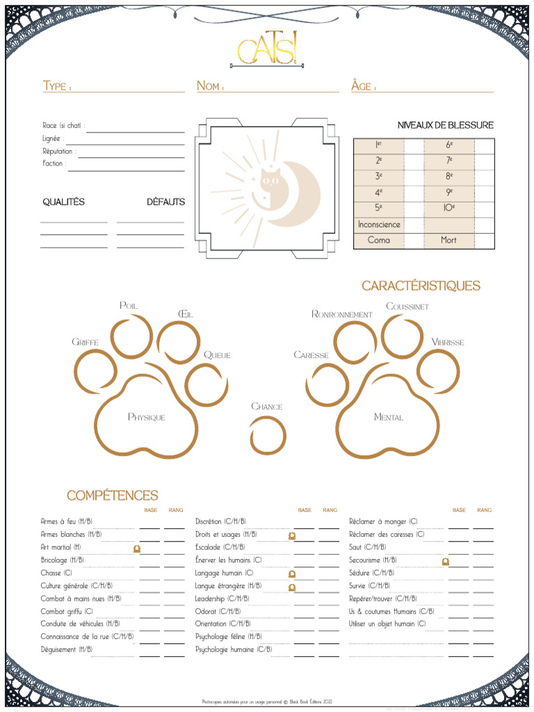 2321 Cat g04 Feuille de Personnage Vierge A4 Web v2 | PDF