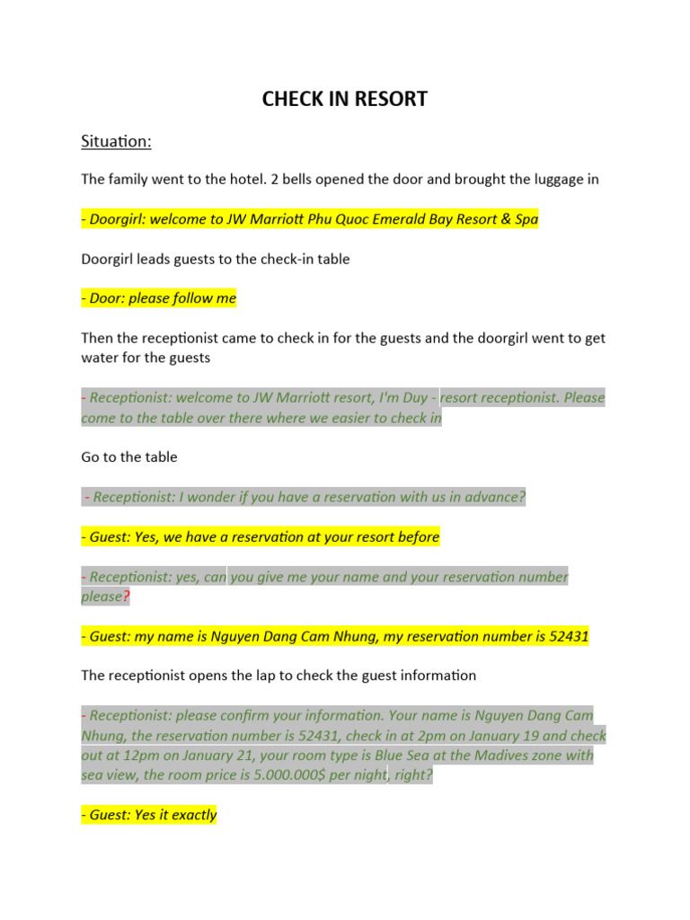 CHECK-IN-RESORT | PDF | Hospitality Industry | Hotel