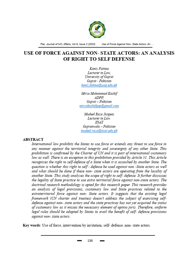 11 Use of Force Against Non State Actors An Analysis of Right To Self ...