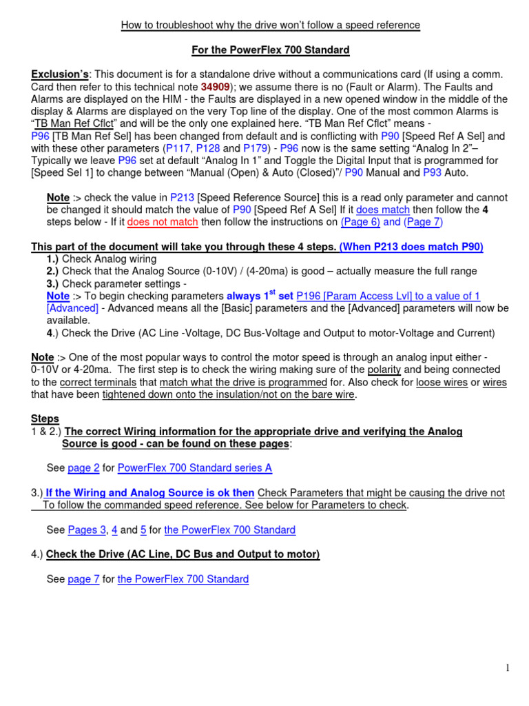 How To Troubleshoot Why The Drive Wont Speed 02 PF700 STD | PDF ...