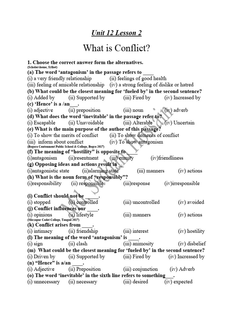 Unit 12 Lesson 2 | PDF | Adverb | Thought
