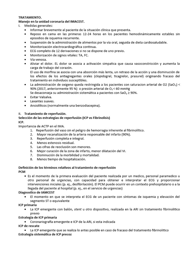 22 TRATAMIENTO IMA | PDF | Infarto de miocardio | Medicina CLINICA