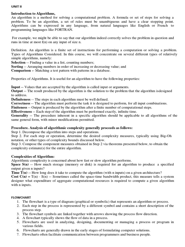 UNIT II (1) | PDF | Algorithms | Computer Programming