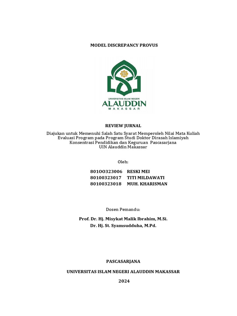 Evaluasi Model Discrepancy Provus | PDF