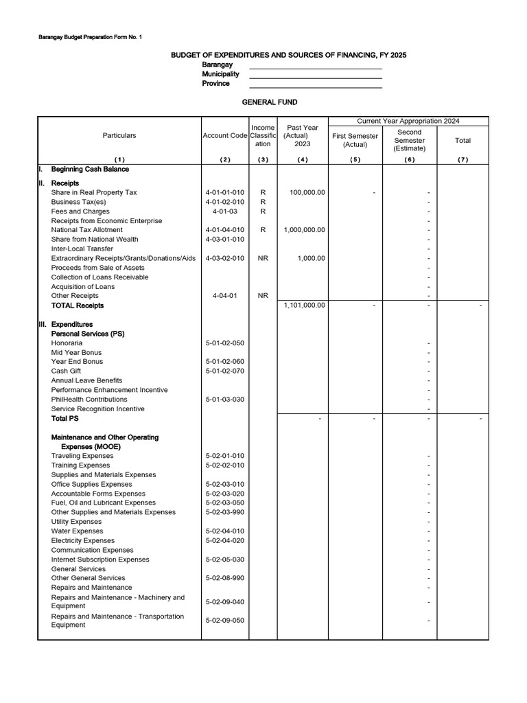 BRGY BUDGET 2024 FORMS (Workshop Budget Prep) For Email | PDF | Expense ...