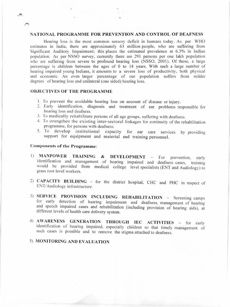 National Programme For Prevention and Control of Deafness (NPPCD ...