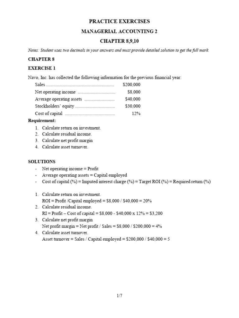 Practice Exercises Management Accounting Pdf Business Economics
