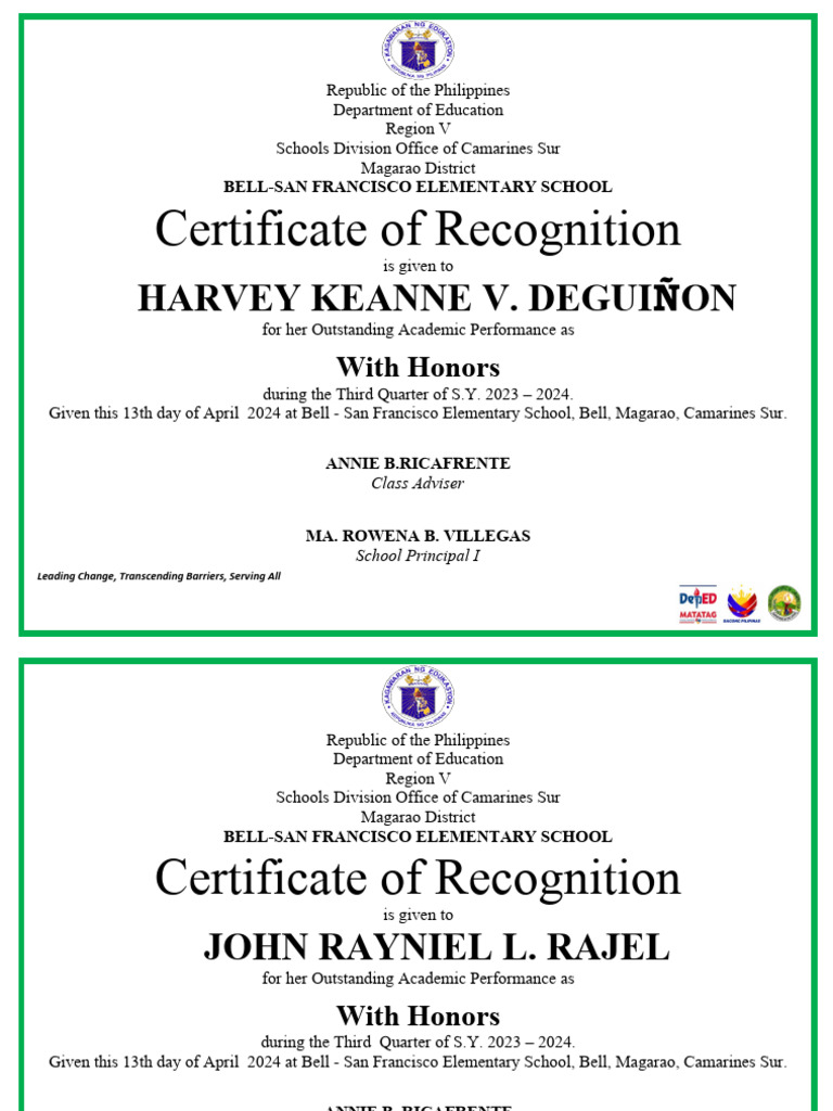 Certificate of Recognition | PDF | Philippines | Public Administration