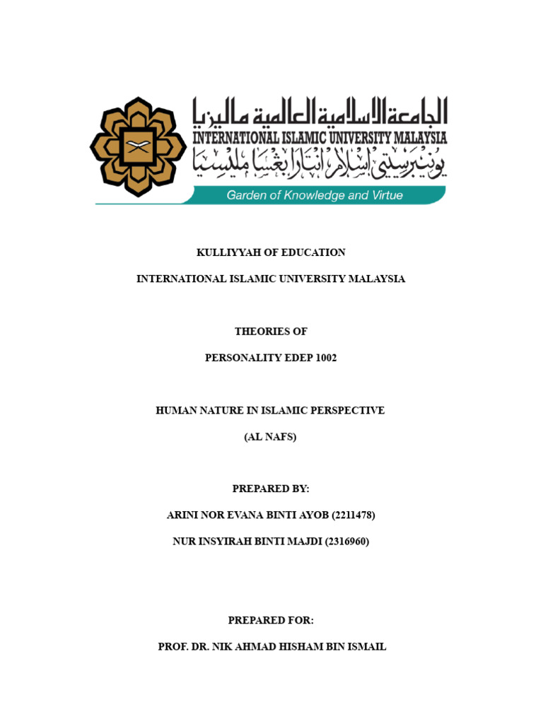 Human Nature (Nafs) in Islamic Perspective | PDF | Soul | Islamic Ethics