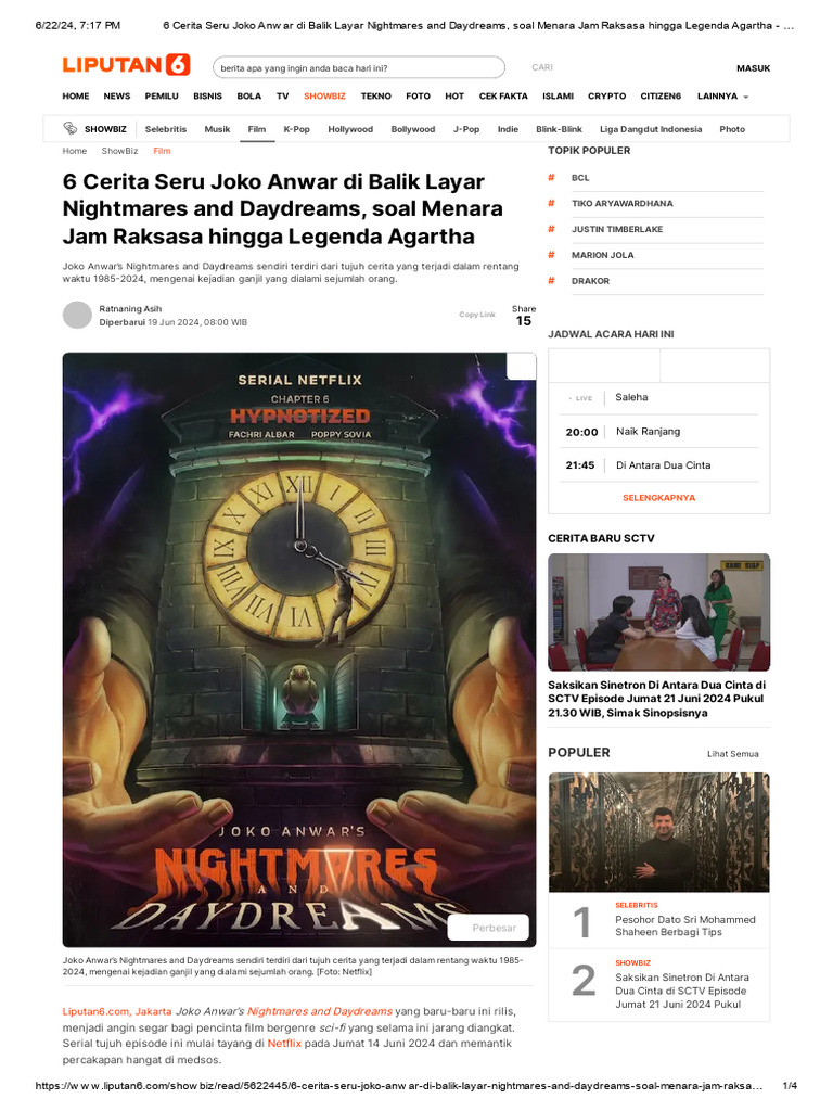 6 Cerita Seru Joko Anwar Di Balik Layar Nightmares and Daydreams, Soal Menara Jam Raksasa Hingga ...