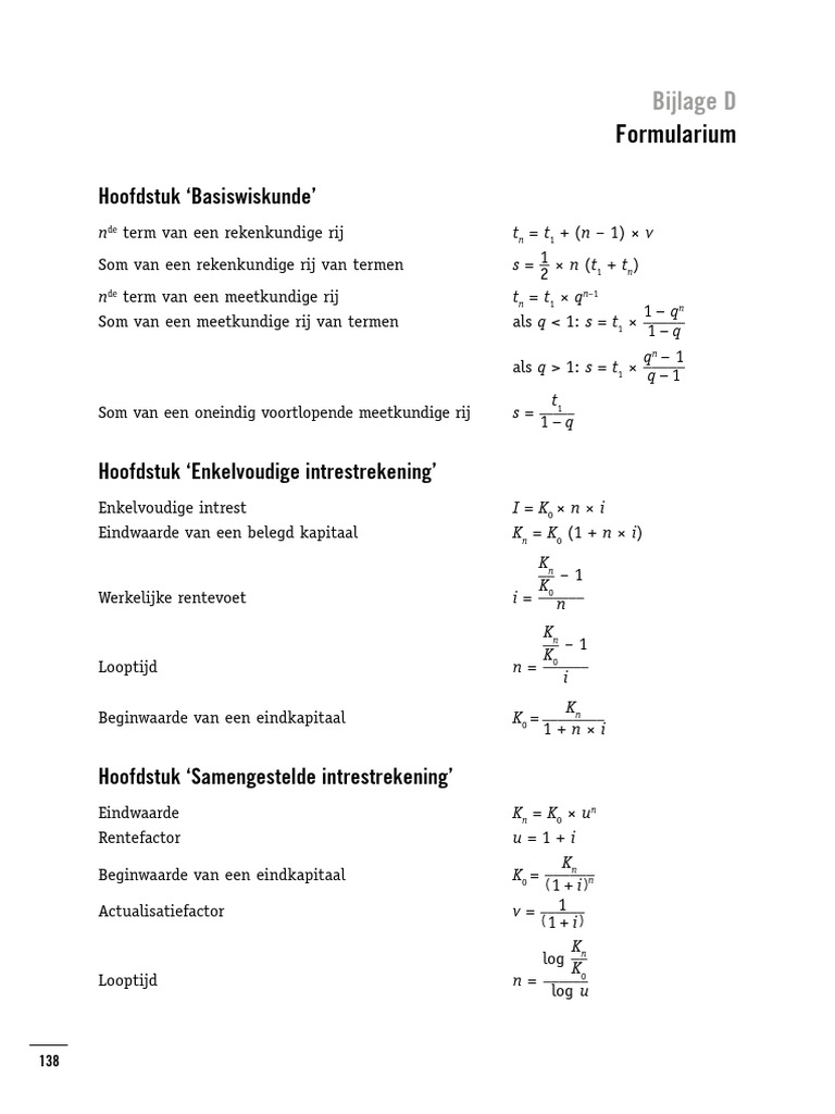 Financiele Wiskunde - Formularium | PDF