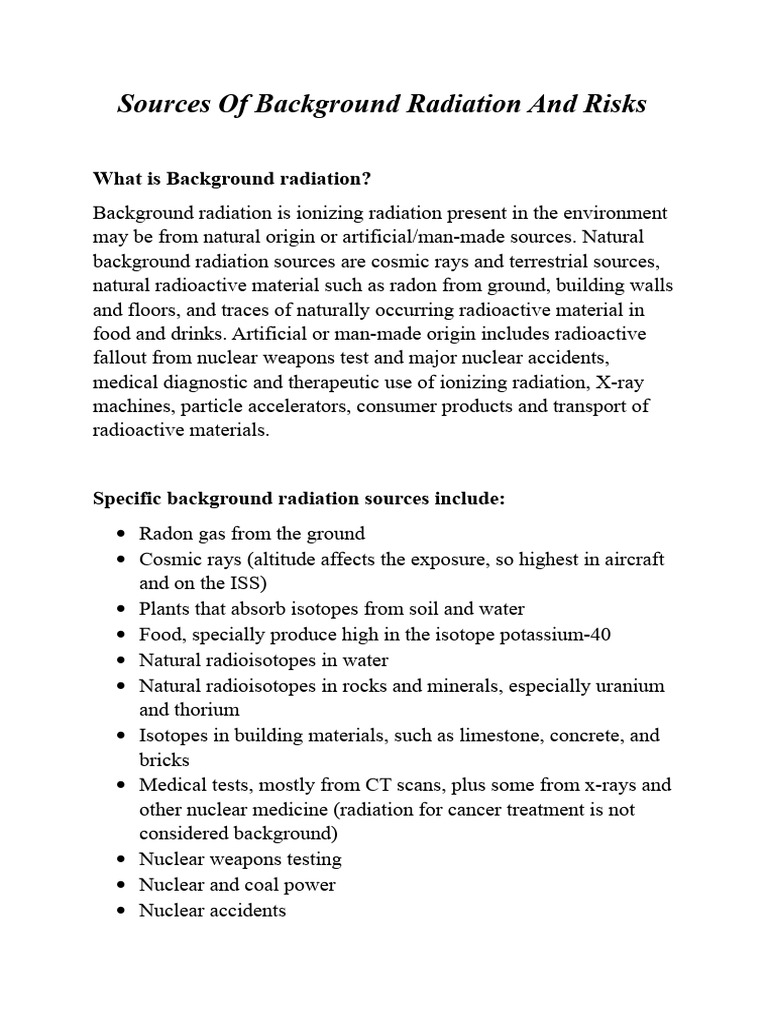 Background Radiation Sources & Risks | PDF | Radiation | Ionizing Radiation