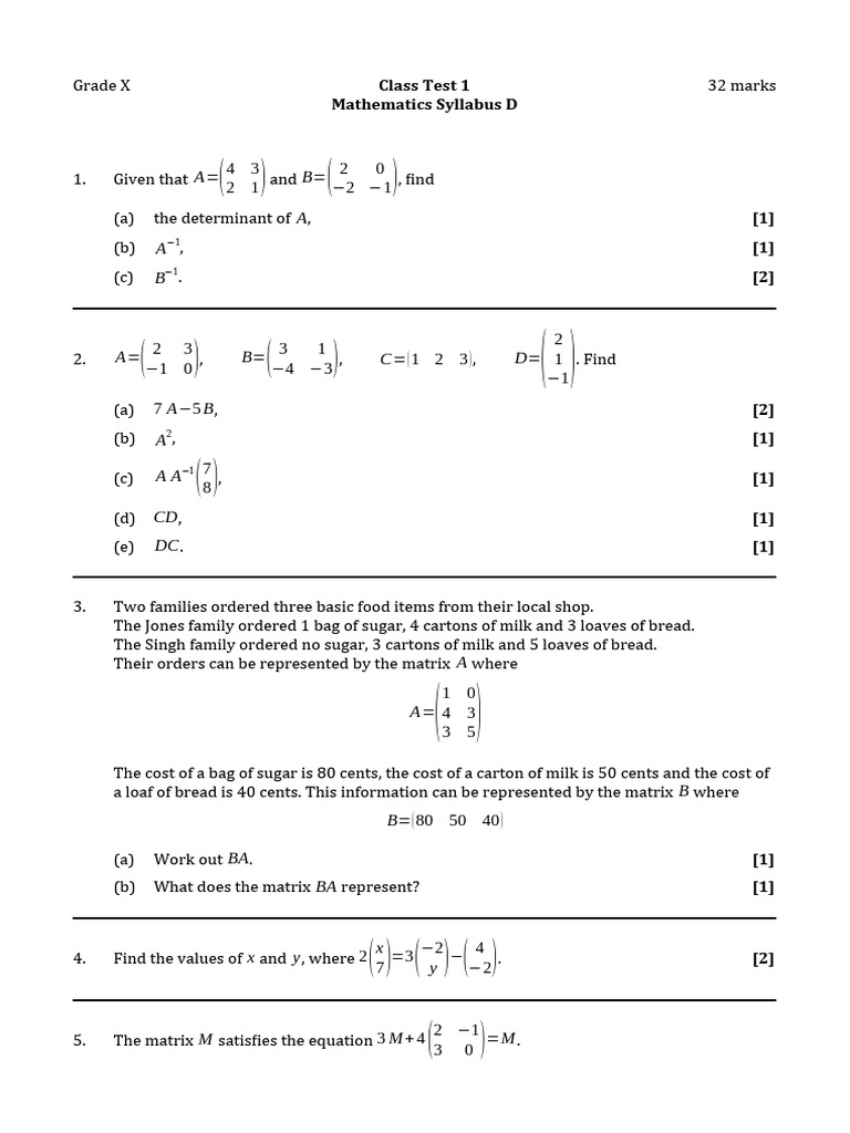 Grade 10 Math D Class Test 1 | PDF | Quartile