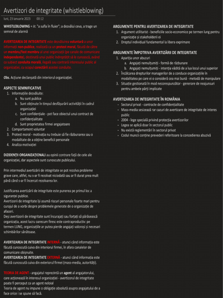 Avertizori de integritate (whistleblowers) | PDF