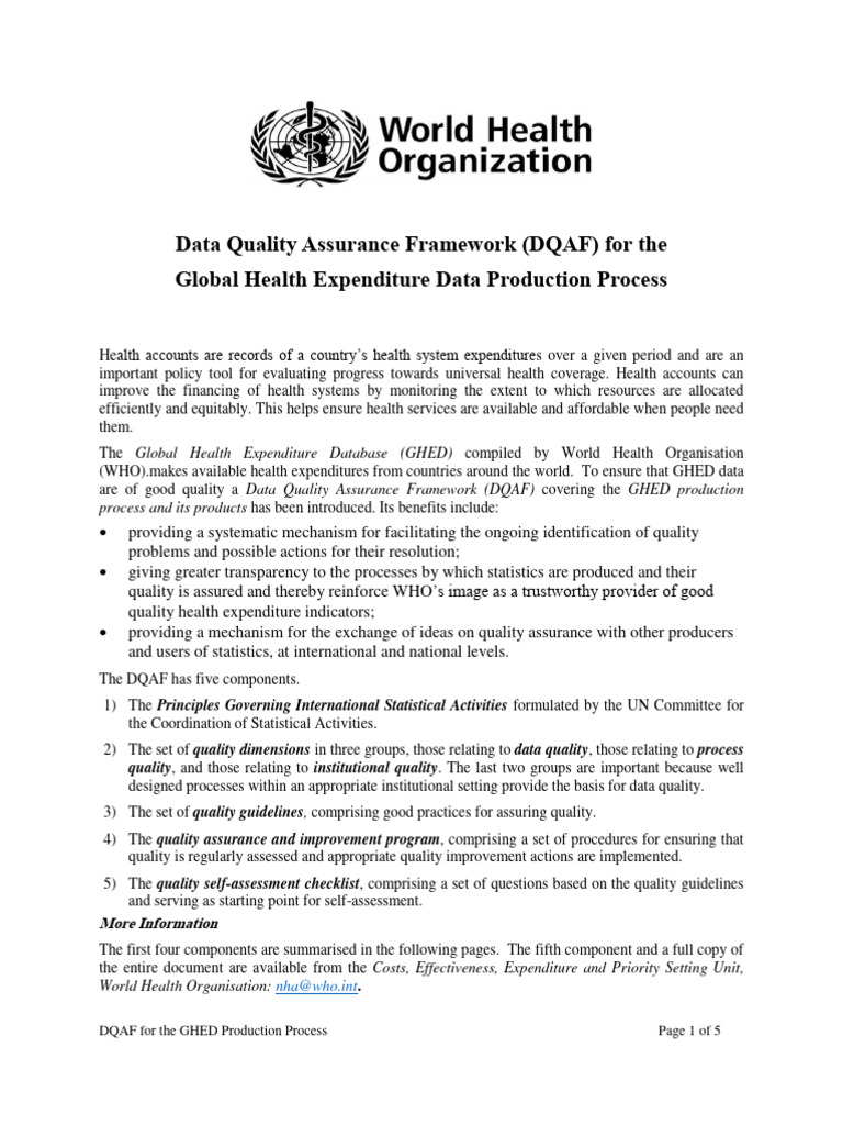 Data Quality Assurance Framework | PDF | World Health Organization | Data
