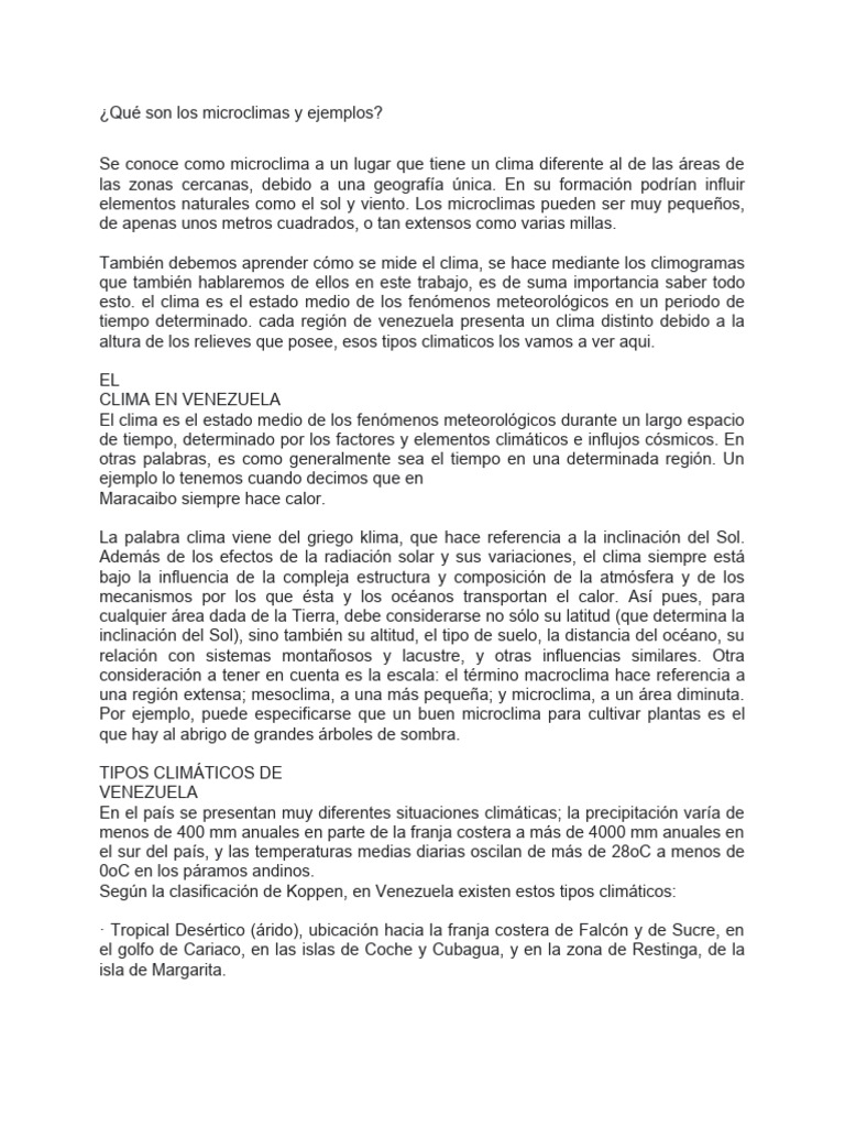 Qué Son Los Microclimas y Ejemplos | PDF | Clima | Humedad