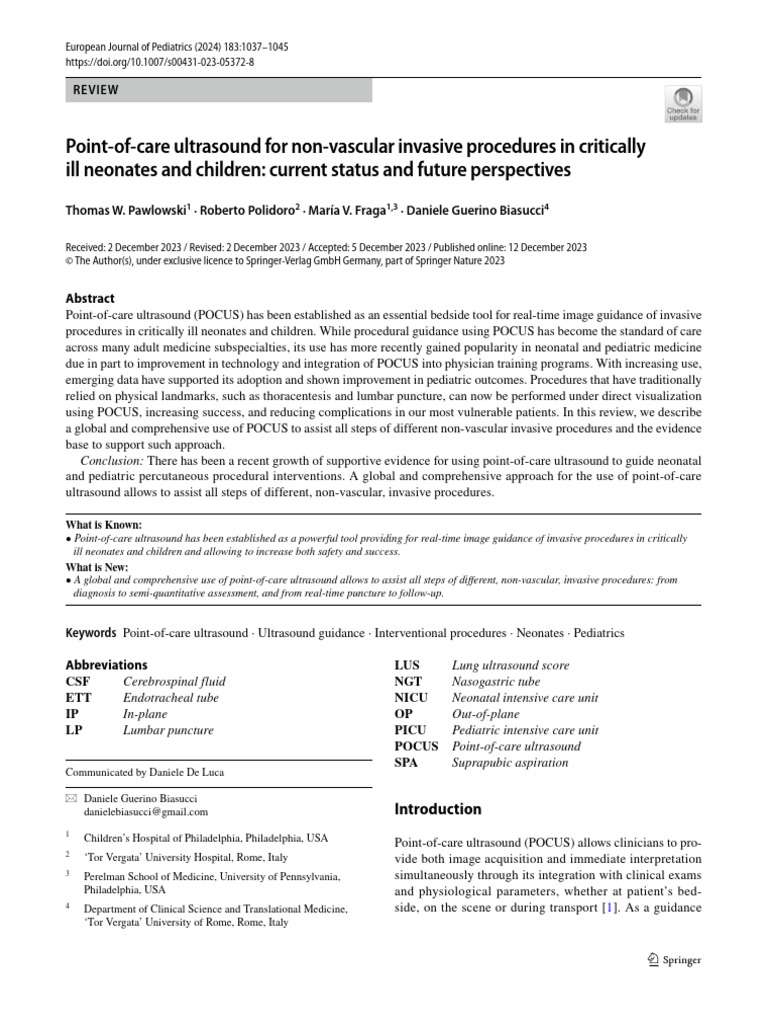 Point‑of‑care ultrasound for non‑vascular invasive procedures in ...