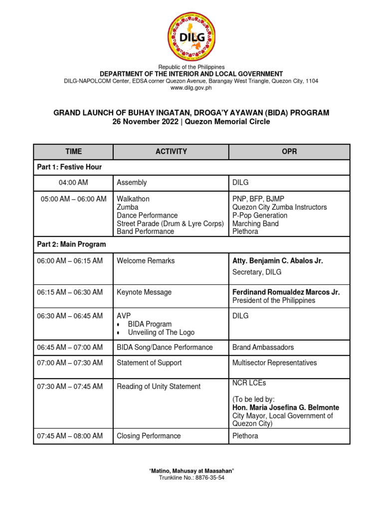 Revised Program BIDA Program Grand Launch On 26nov22 | PDF ...