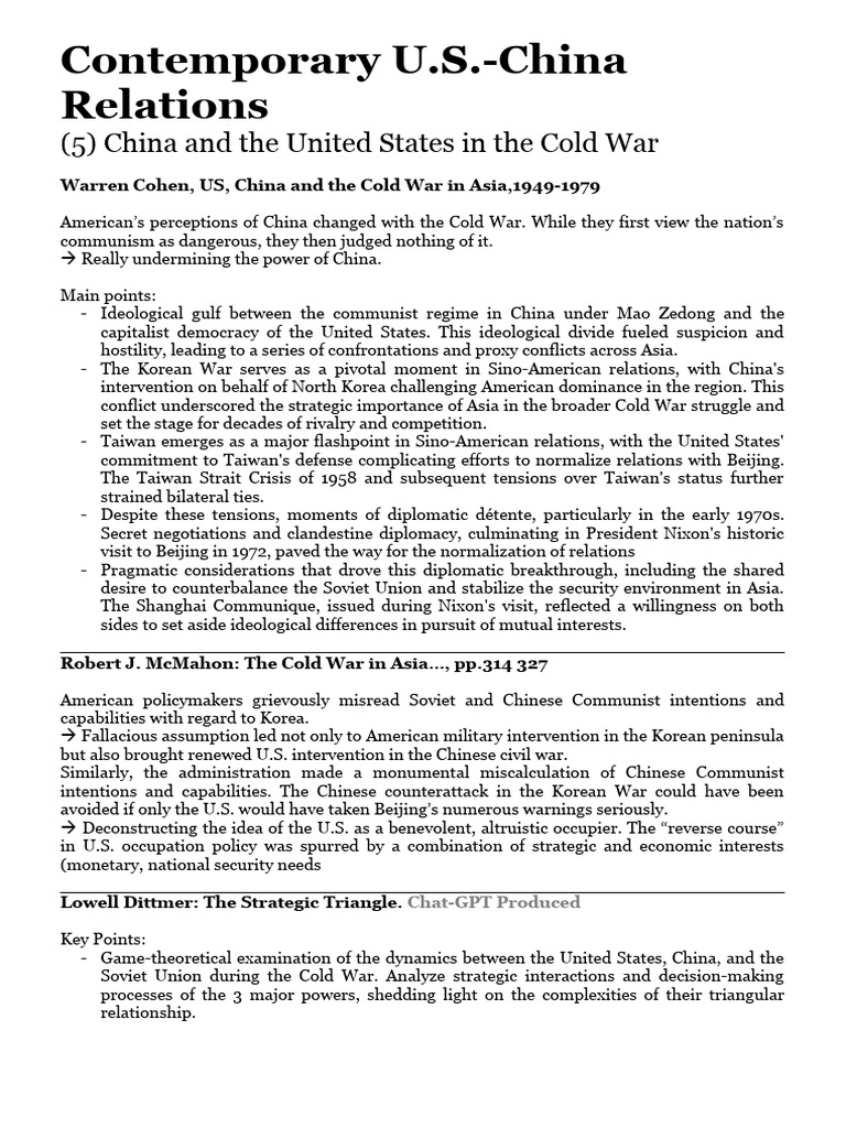 China and The United States in The Cold War | PDF | China–United States ...