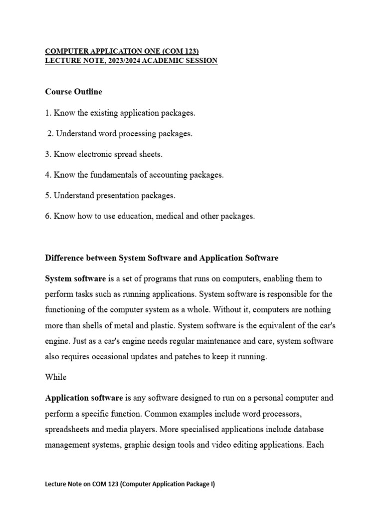 Overview of Application Software Packages | PDF | Spreadsheet | Software