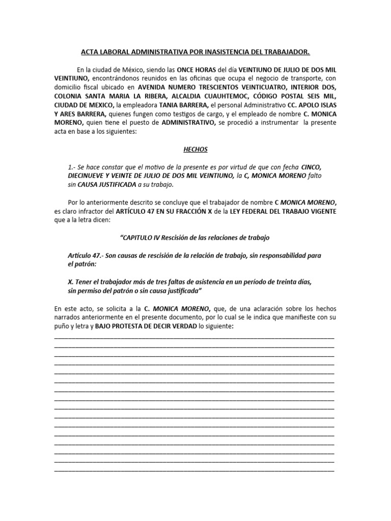 Acta Informativa | PDF | Derecho