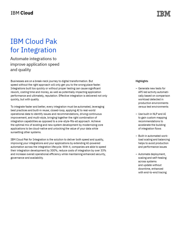 IBM Cloud Pak For Integration - EN | PDF | Cloud Computing | Automation