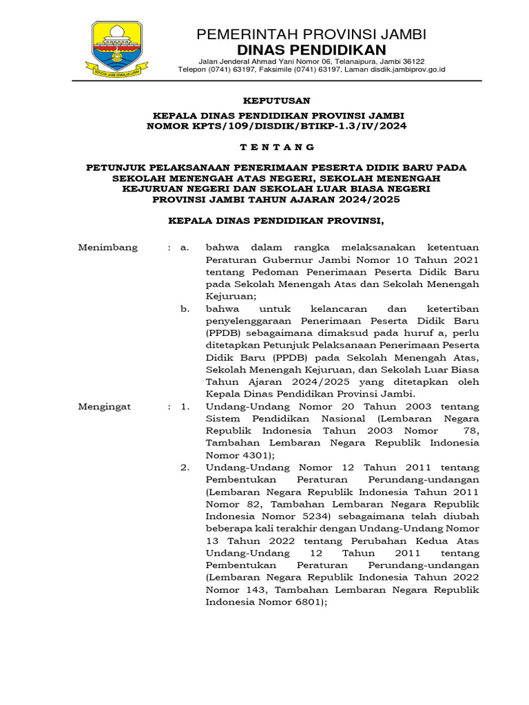 Juklak PPDB 2024 | PDF