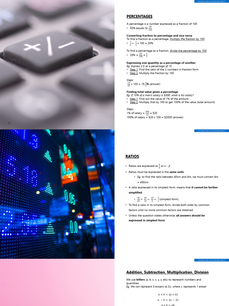 (MATH) (SEC 1) Chapter 3 - Percentage | PDF | Ratio | Percentage